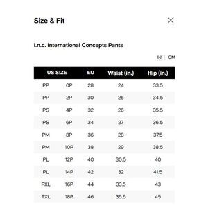 Inc International Concepts Size Chart
